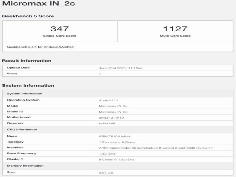 Micromax IN 2C Surfaced on Geekbench, Reveals Specs | Cashify News