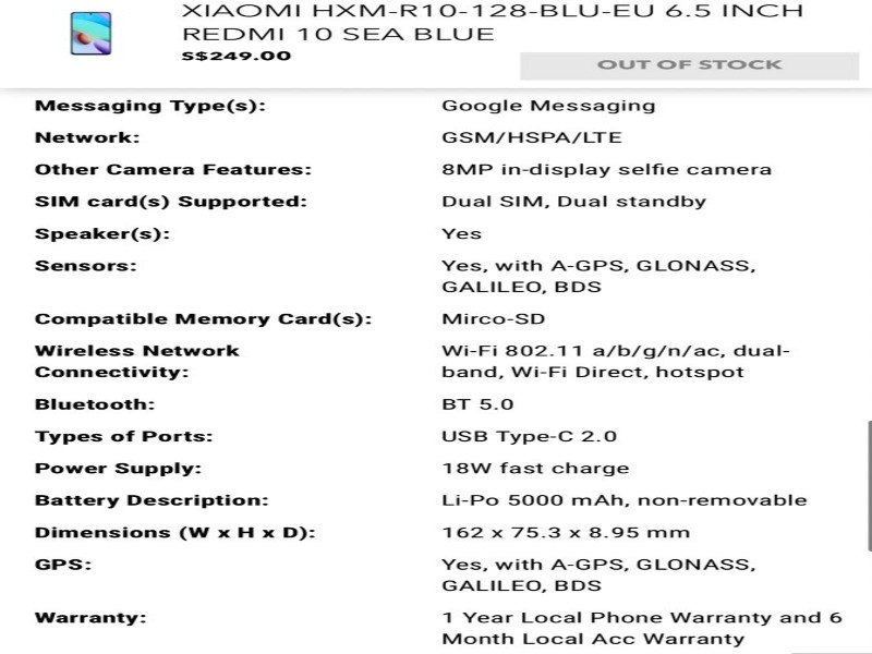 Redmi 10 Renders, Full Specifications Leaked via Online Retailer ...