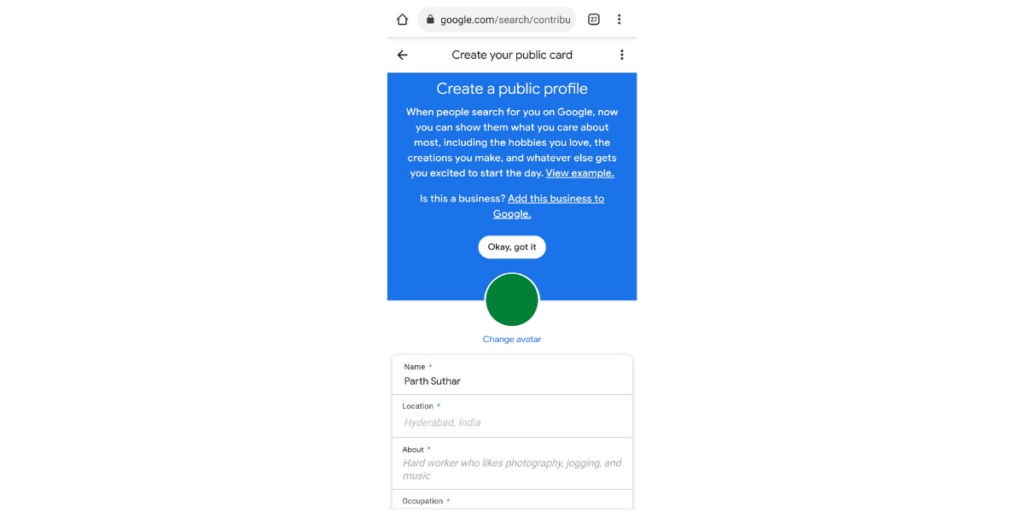 How To Create Virtual Visiting Cards Using Google People Card Feature ...