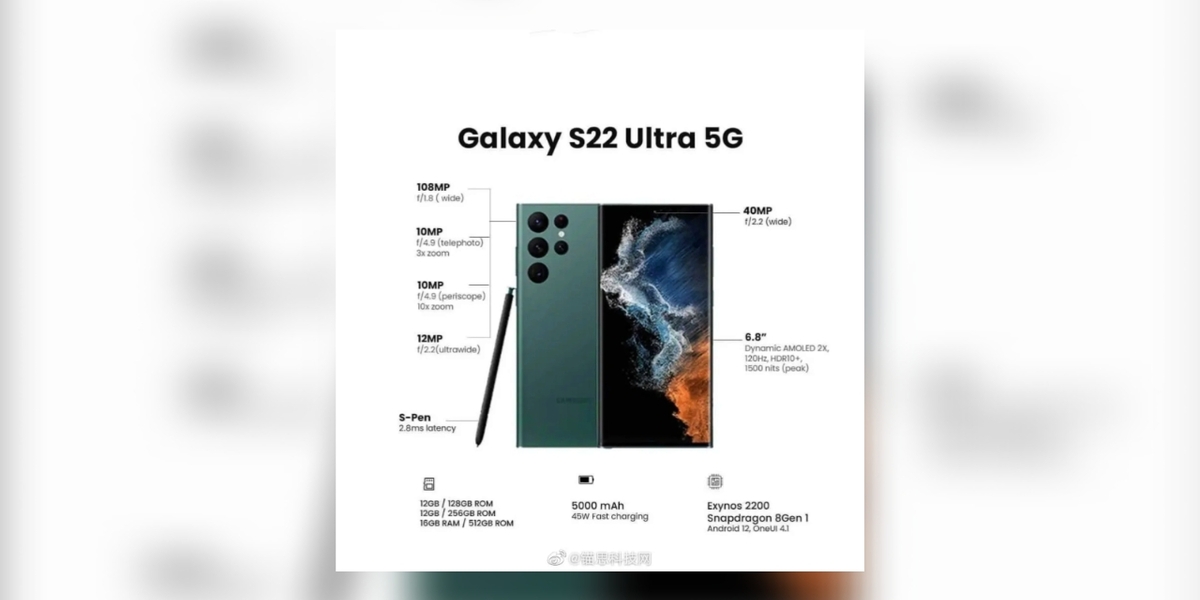 Samsung Galaxy S22 Ultra Specs Leaked - Previous Rumours Debunked ...