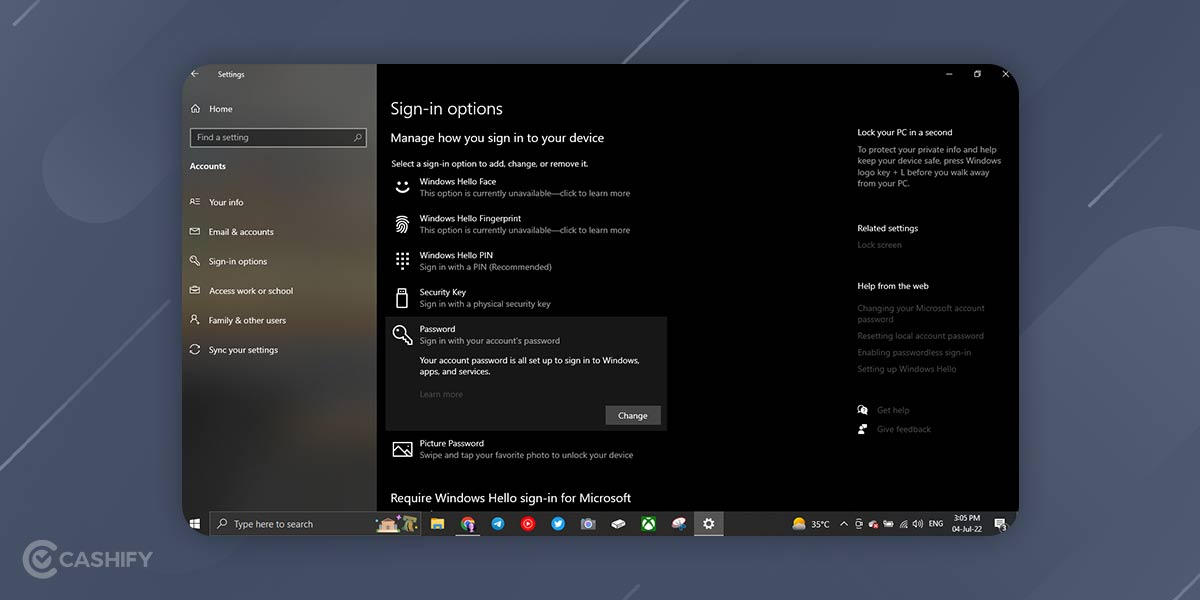 Learn How to Change Password in Windows 10 | Cashify Blog