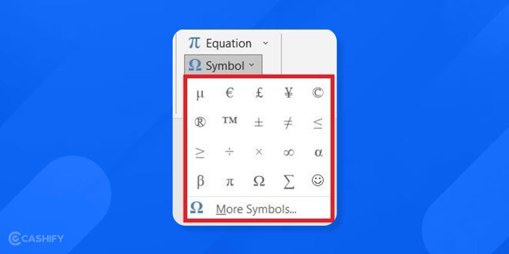How To Add Symbols In MS Word | Cashify Blog