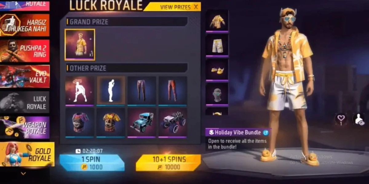 Free Fire March 2025 Gold Royale Event: Unlock The Holiday Vibe Bundle ...