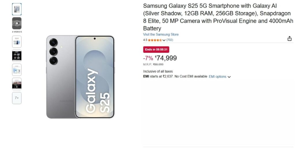 Samsung Galaxy S25 Price Drop Below 70000 In Amazon Republic Sale ...